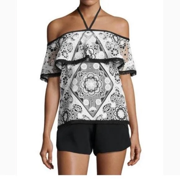 Alexis | Tops | Alexis Intermix Isa Black White Lace Crochet Off ...